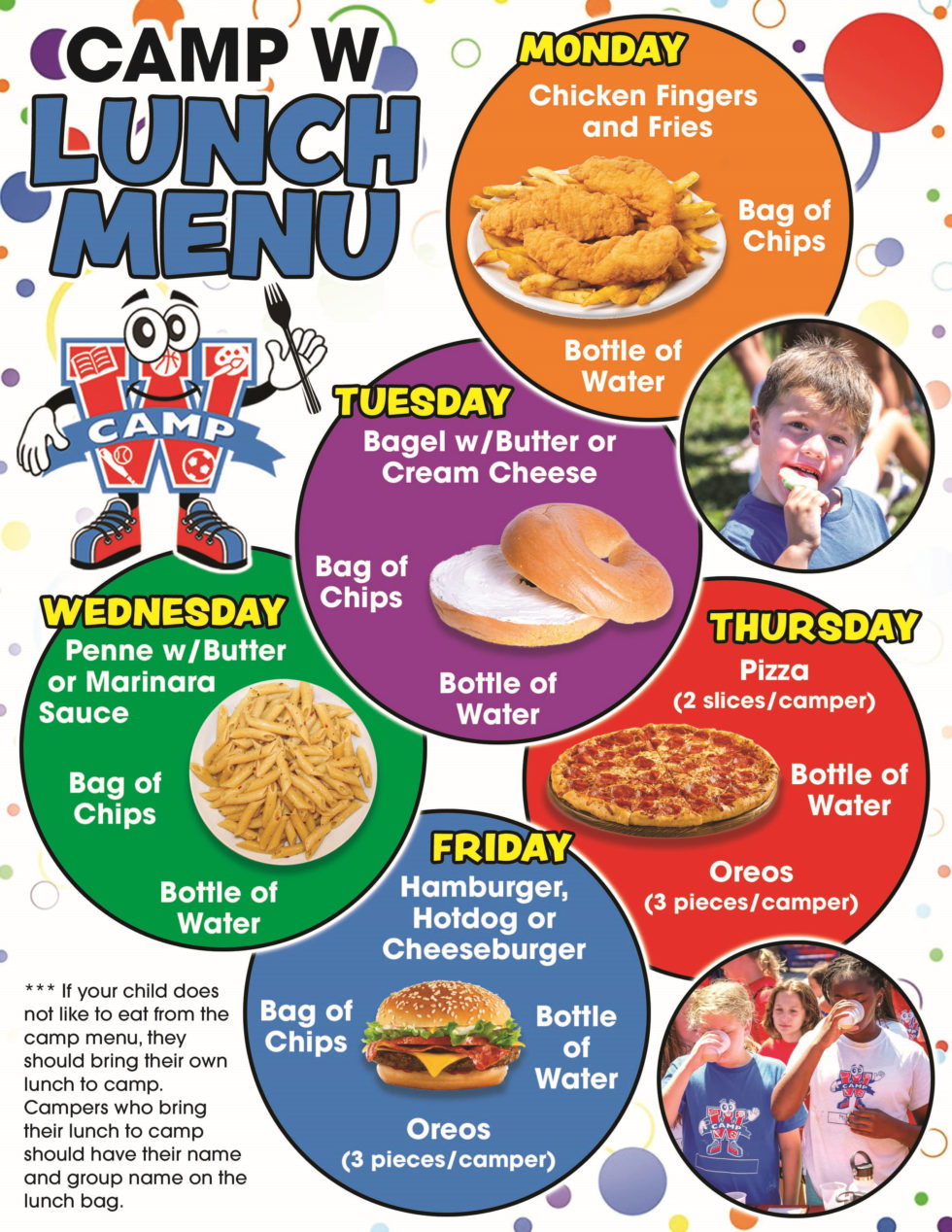 Lunch Menu Camp W Summer Camp Nassau Suffolk Long Island NYLunch Menu ...